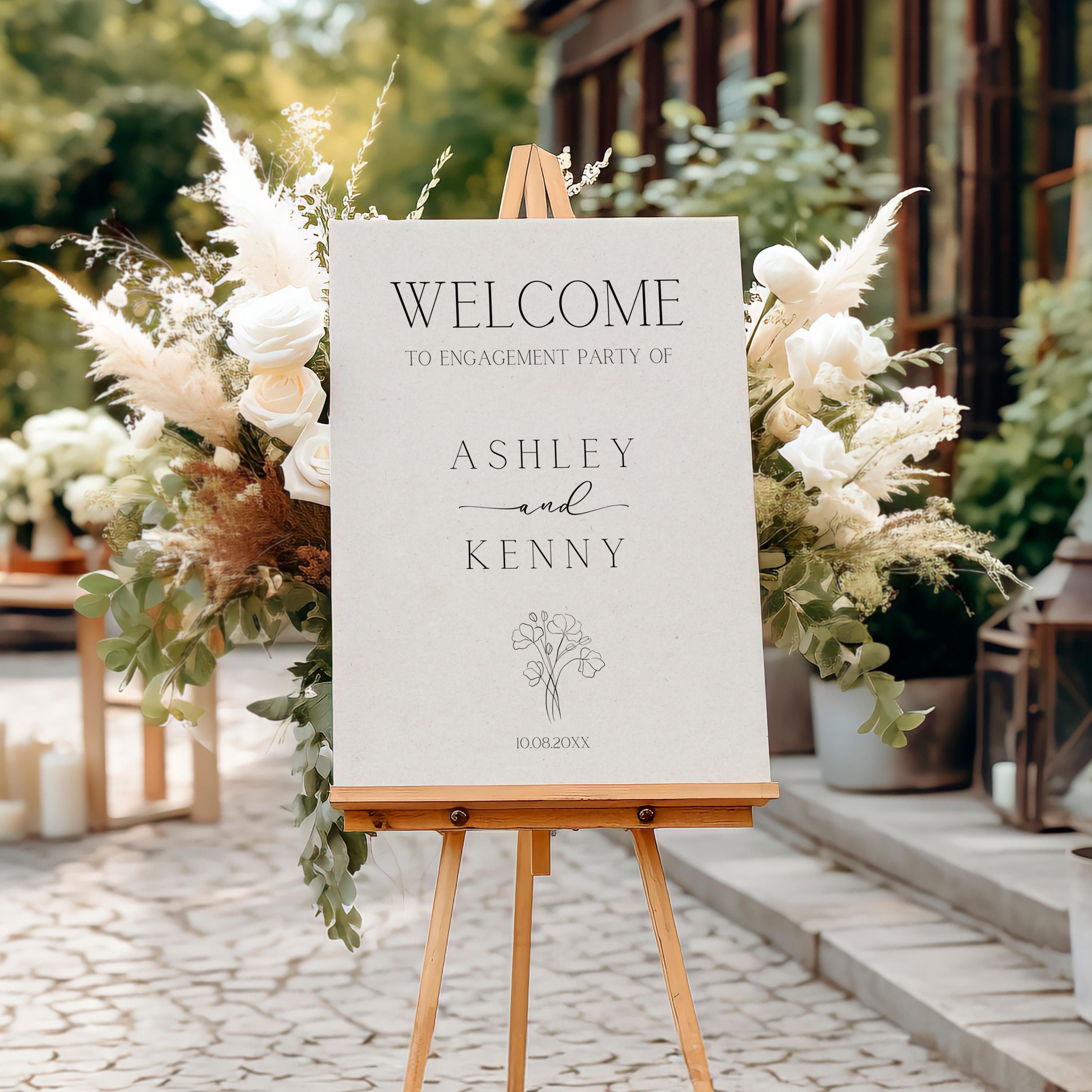 Modern Engagement Welcome Sign Elegant Large Wedding Board, Ready to ...