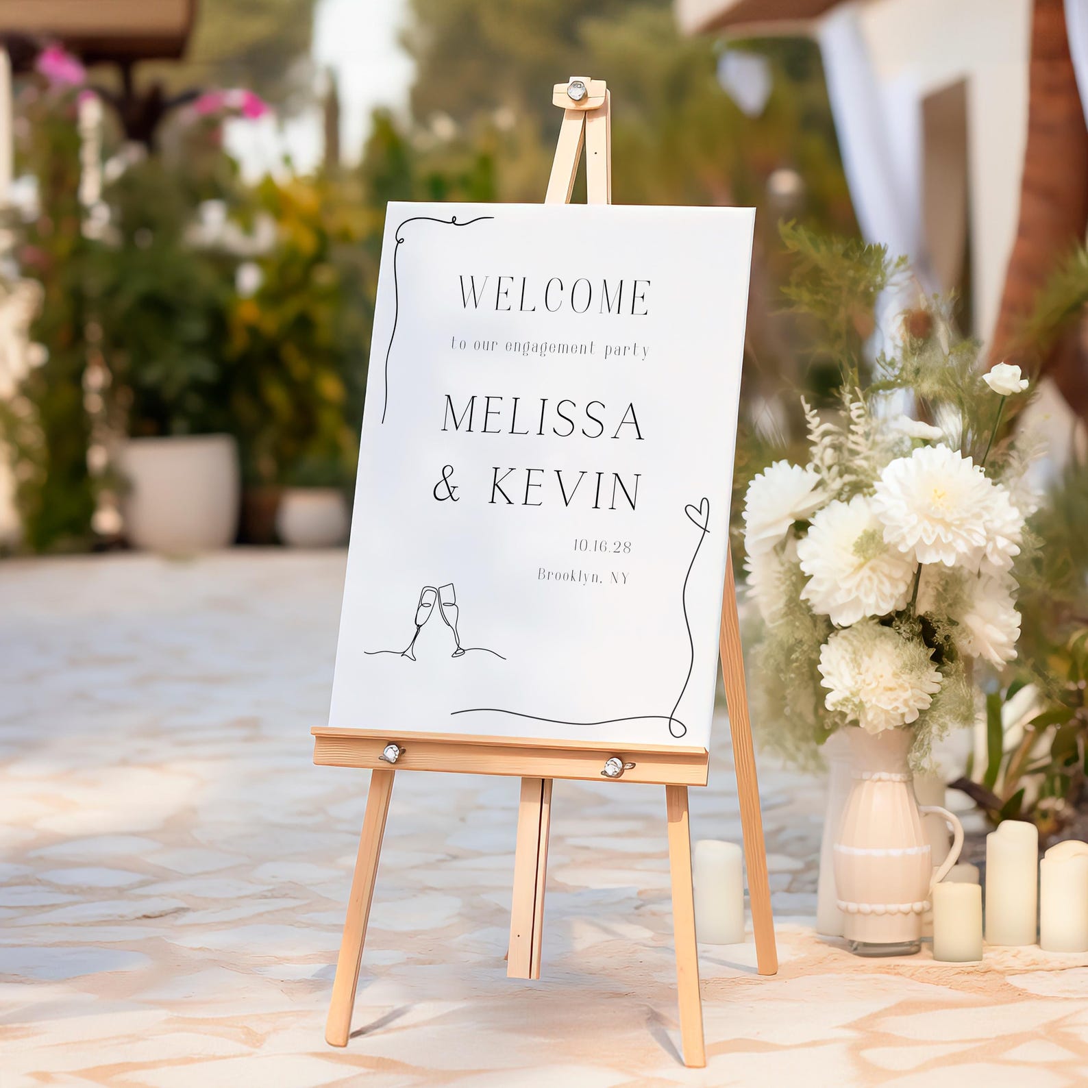 Modern Engagement Welcome Sign Elegant Large Wedding Board, Ready to ...
