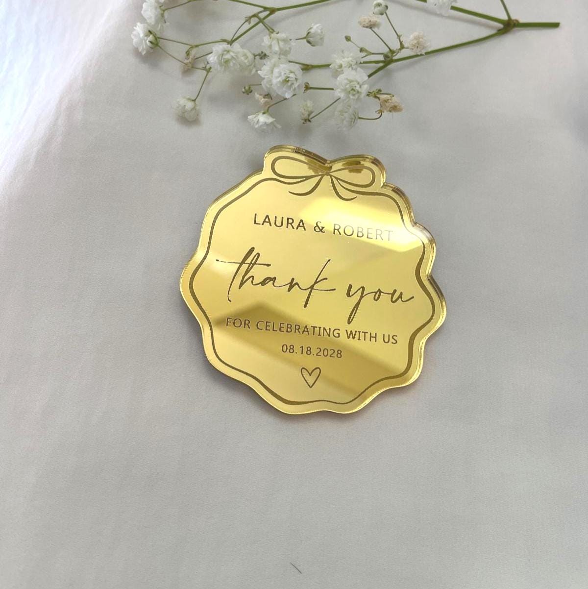 Gold Mirror Acrylic Wedding Favor Keepsake Personalized Thank You Gift ...