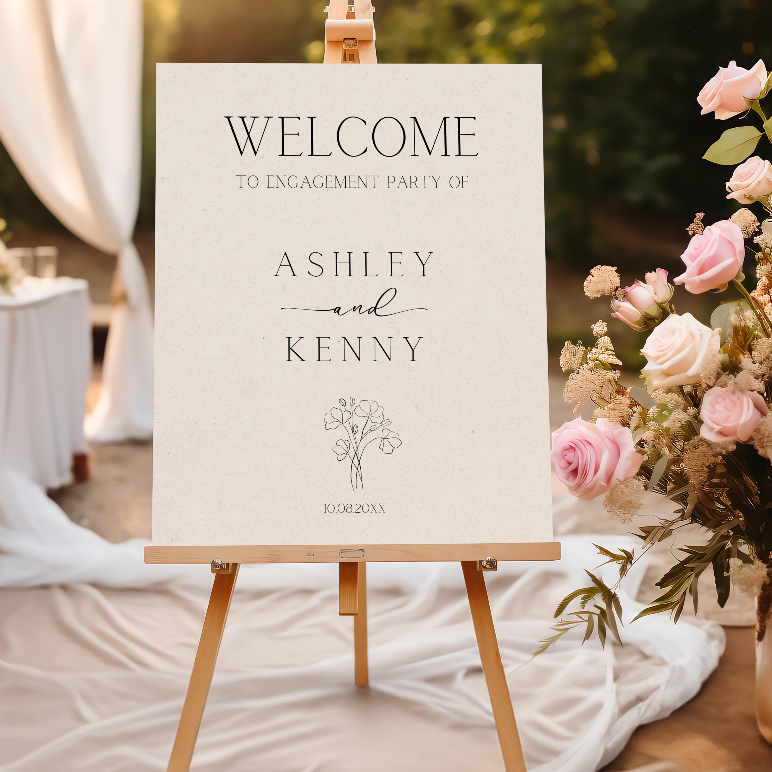Modern Engagement Welcome Sign Elegant Large Wedding Board, Ready to ...