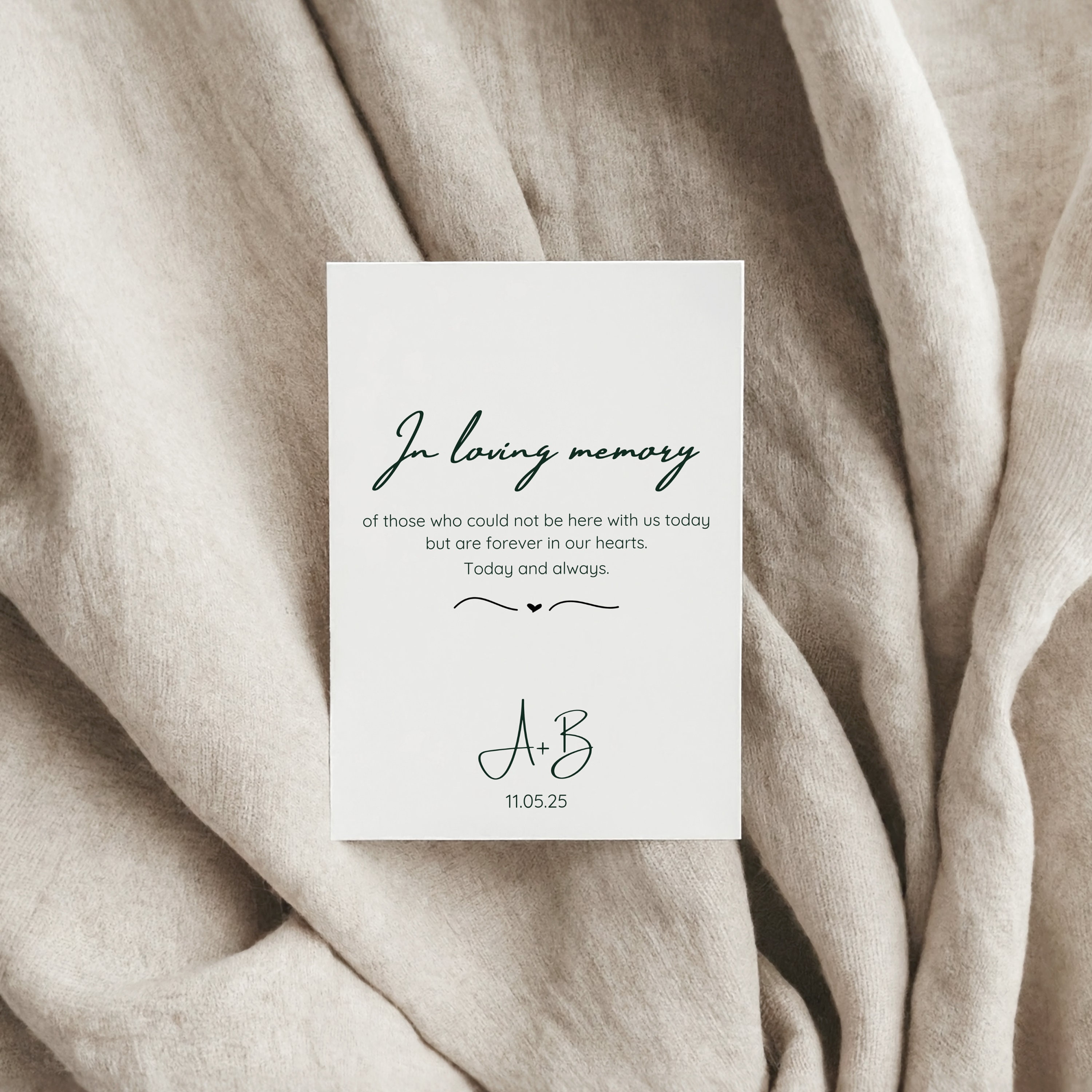 Script in Loving Memory Sign Printable, Modern Cursive Wedding Sign ...
