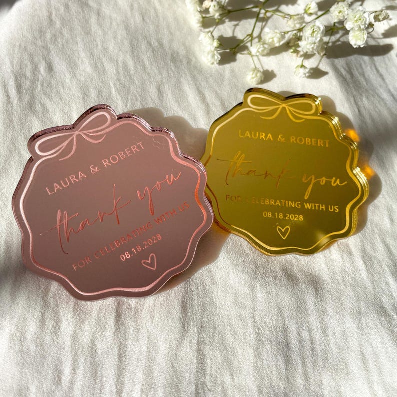 Gold Mirror Acrylic Wedding Favor Keepsake Personalized Thank You Gift ...