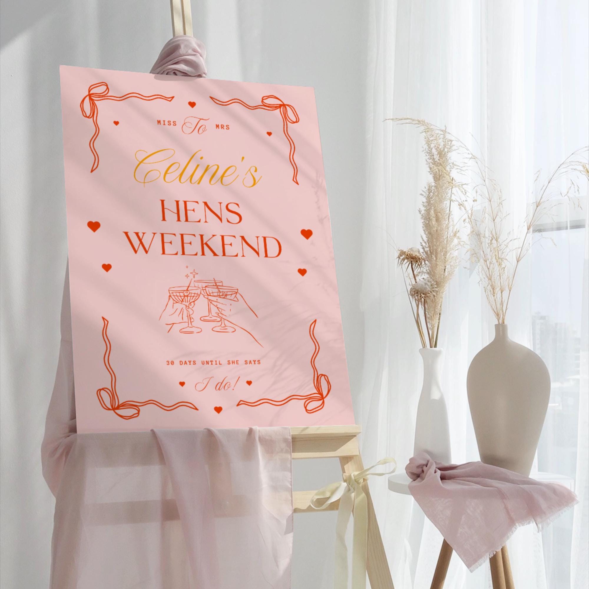 Sunset Theme Hen's Party Signage Hens Weekend Welcome Sign Modern ...