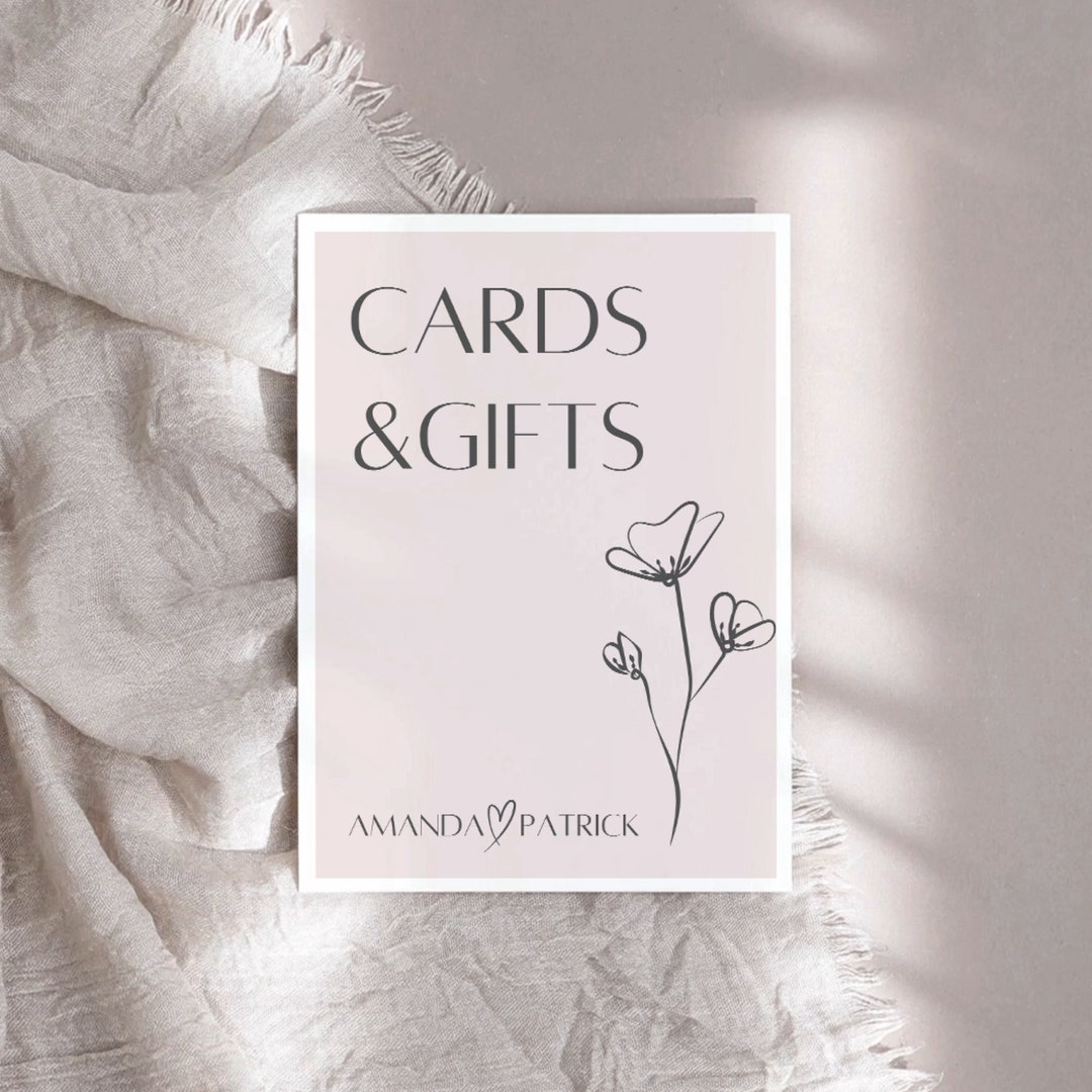 Blush Gifts & Cards Sign, Modern Wedding Sign, Minimalist Reception ...