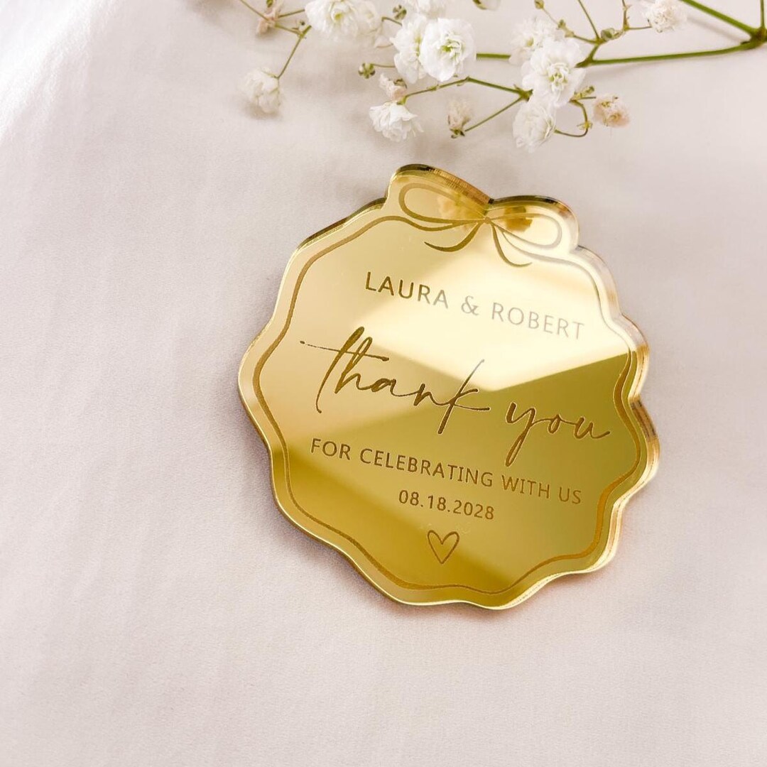 Gold Mirror Acrylic Wedding Favor Keepsake Personalized Thank You Gift ...