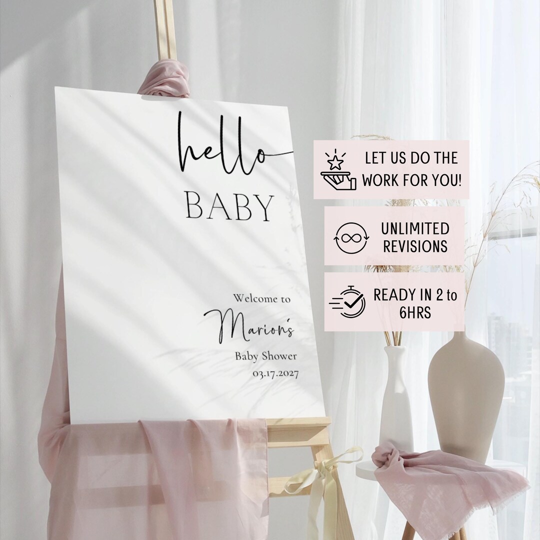 Hello Baby Shower Welcome Sign, Oh Baby Welcome Sign Hello Baby Welcome ...