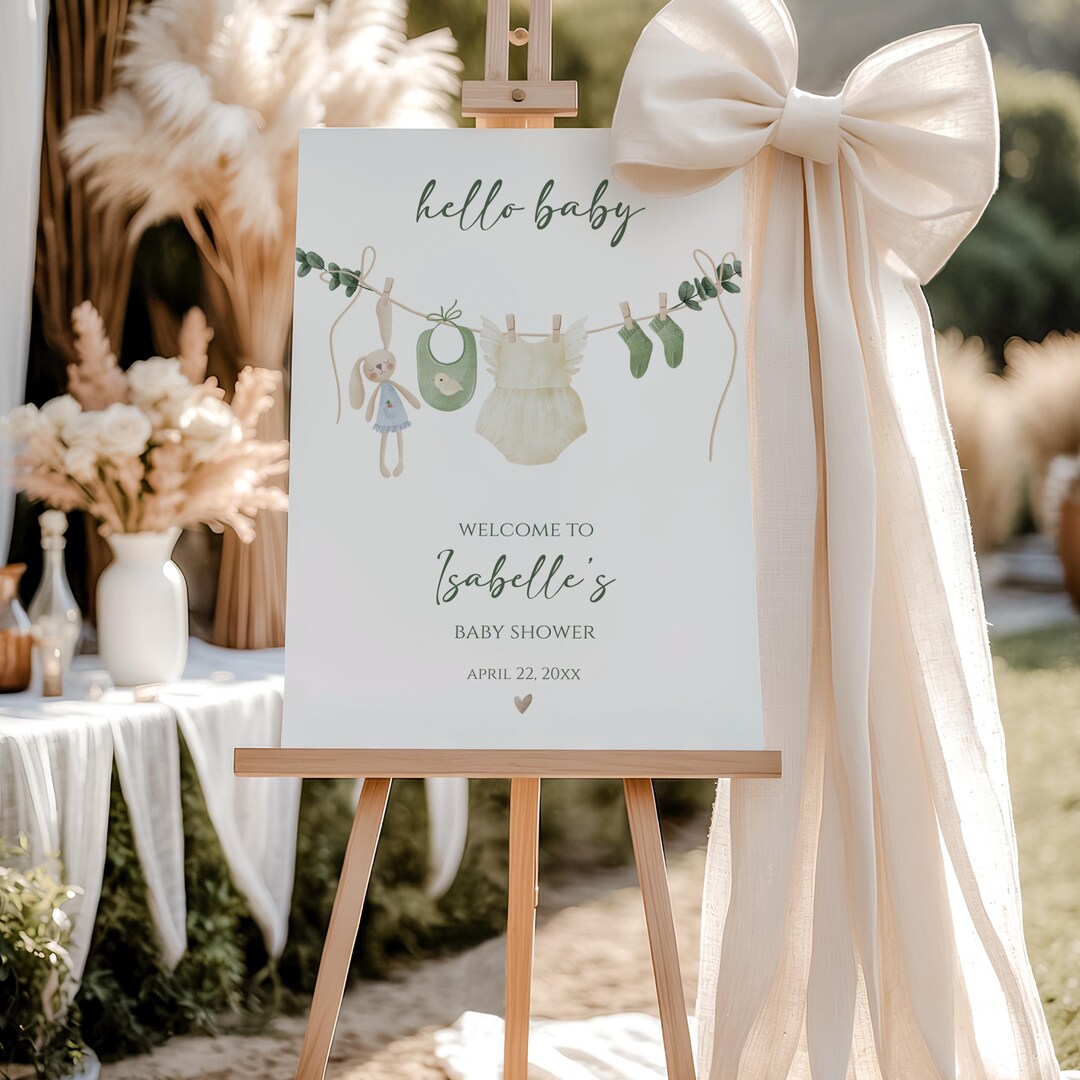 Hello Baby Shower Signage Oh Baby Welcome Sign Gender Neutral Baby ...
