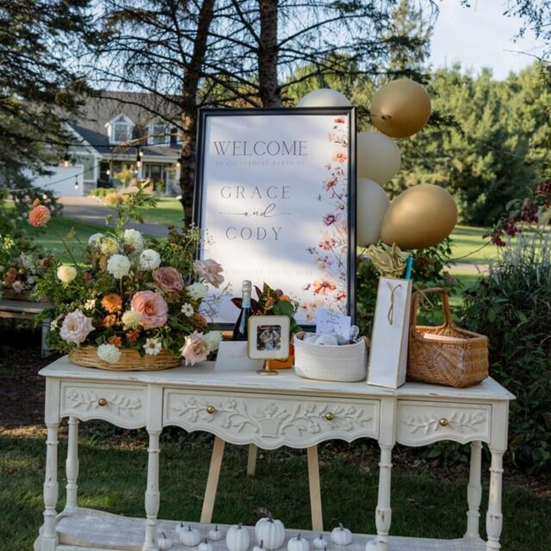 Autumn Colors Welcome Sign Engagement Poster Earth Tone Wildflower ...