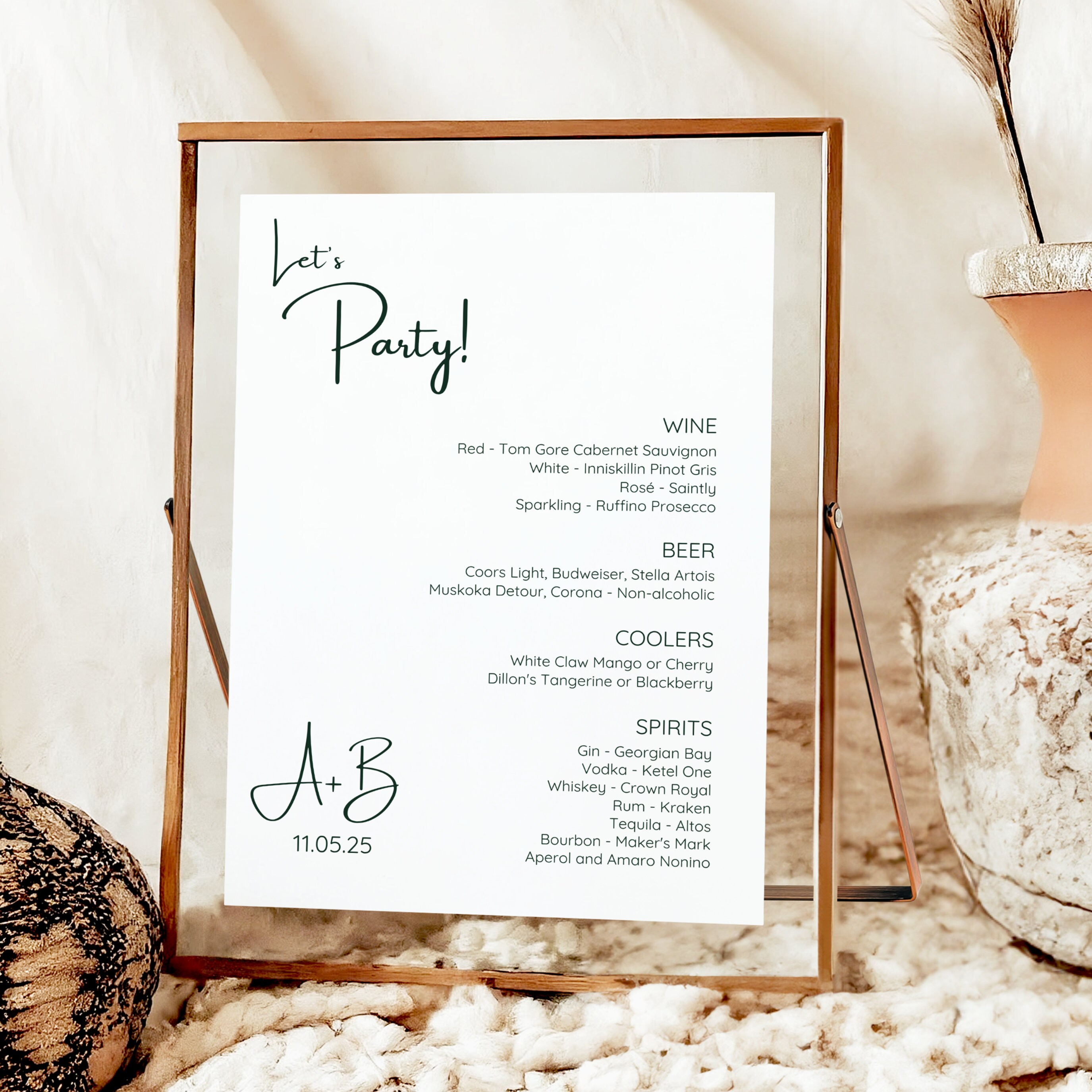 Script the Bar Menu, Black Calligraphy Modern Poster , Wedding Bar Sign ...