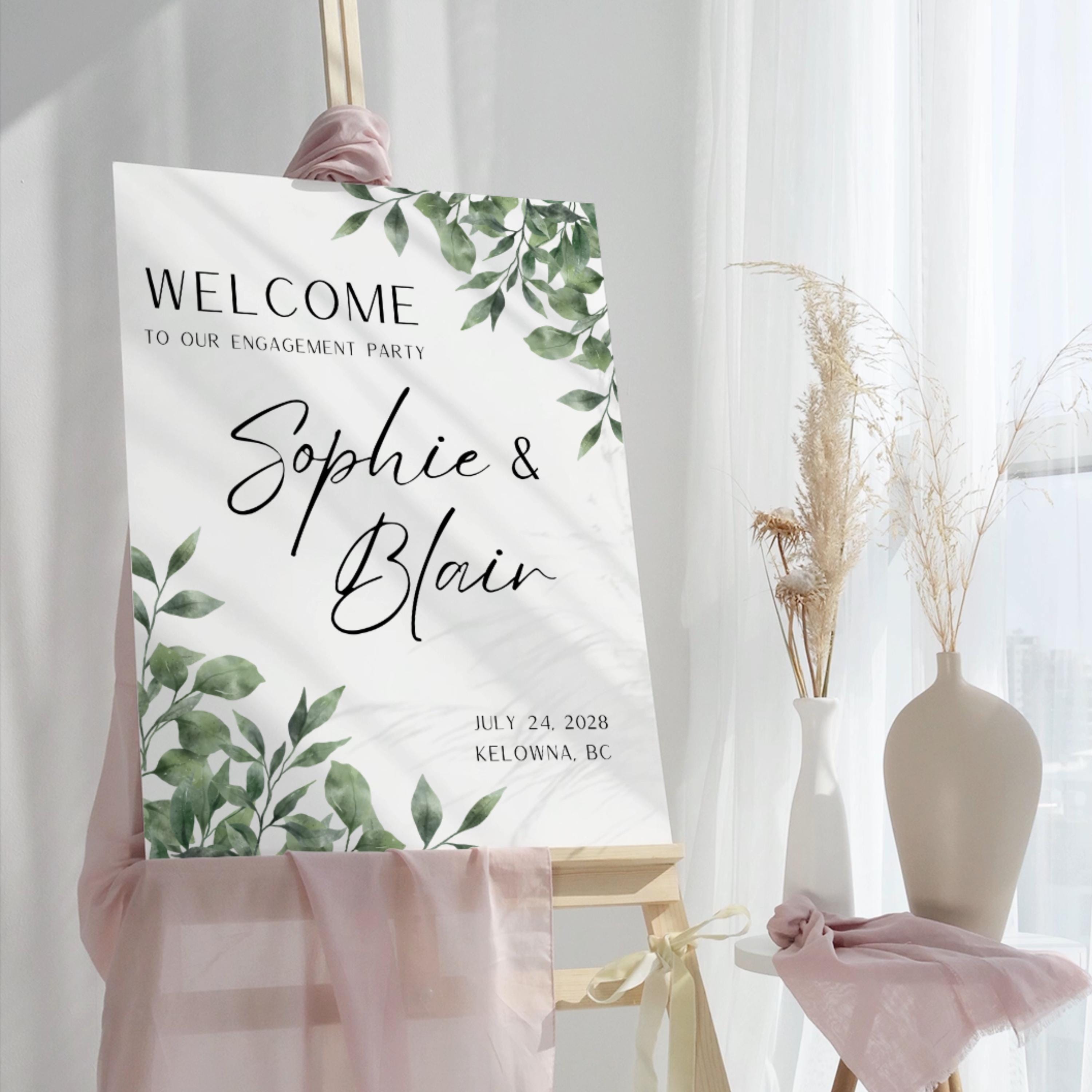 Engagement Welcome Sign With Greenery Minimalist Welcome Sign Modern ...