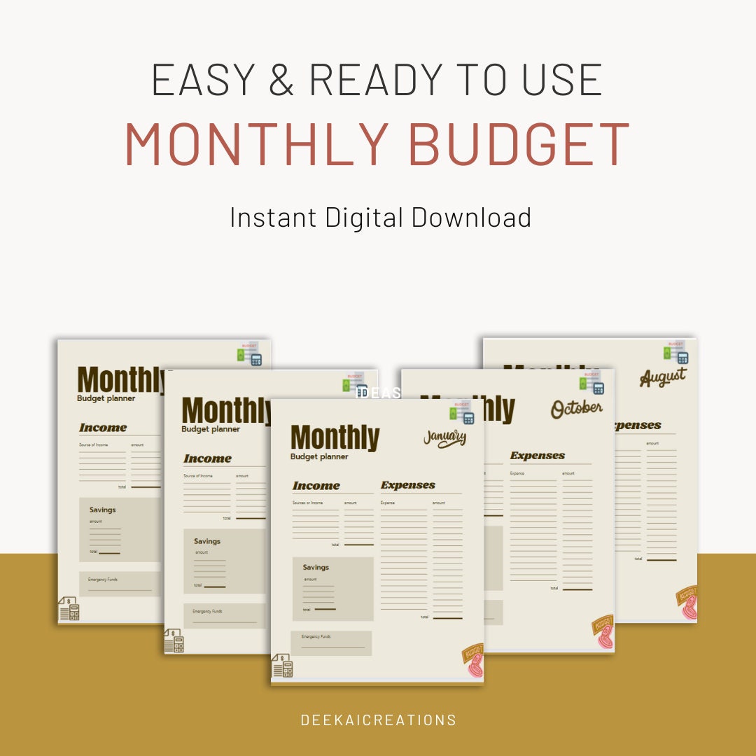 Monthly Budget Planner, Monthly Budget, Digital Monthly Budget, User ...