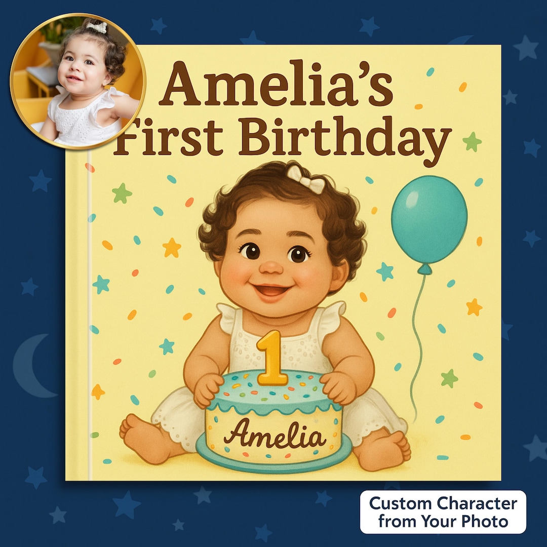 Personalized First Birthday Book, Custom Baby Storybook From Photo, 1st ...
