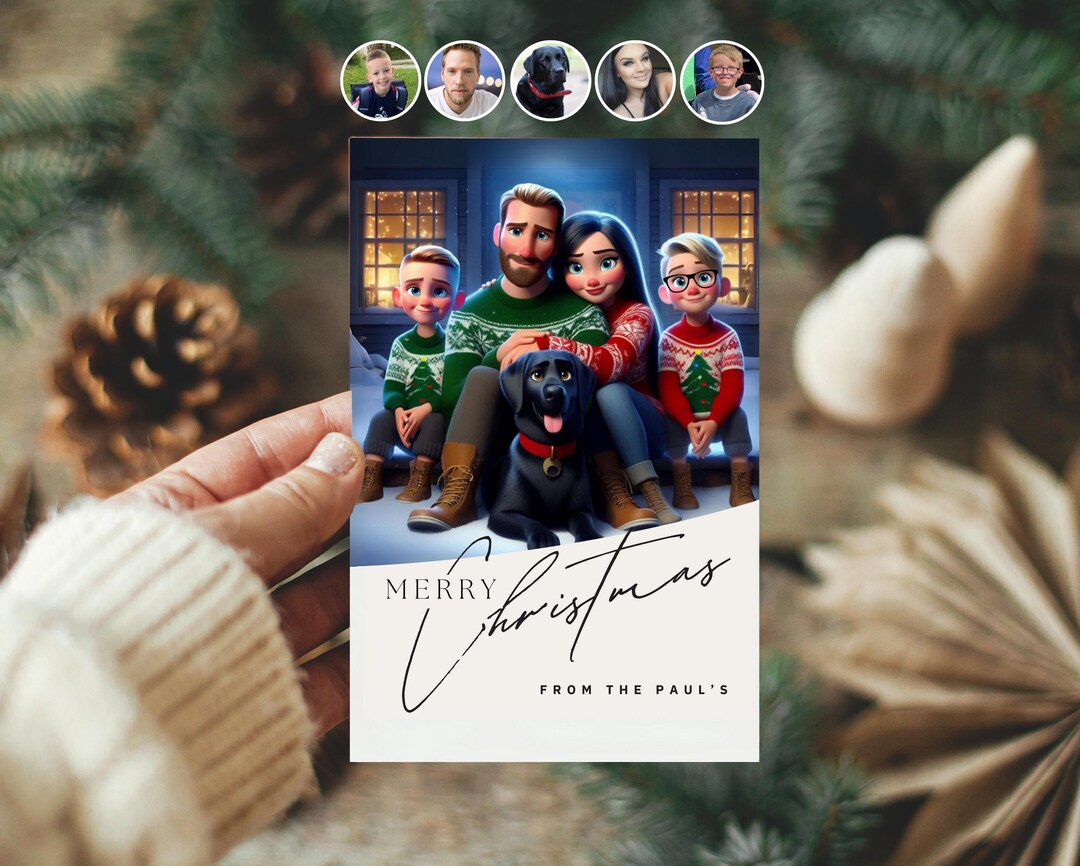 Cartoon Christmas Card, Custom Cartoon Family, Custom Character ...