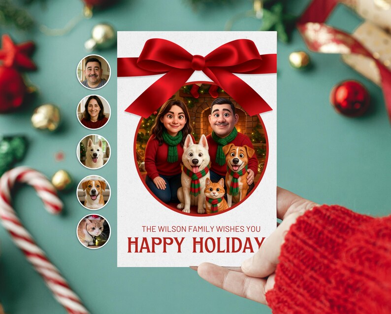 Custom Cartoon Christmas Card, Custom Cartoon Family, Custom Character ...