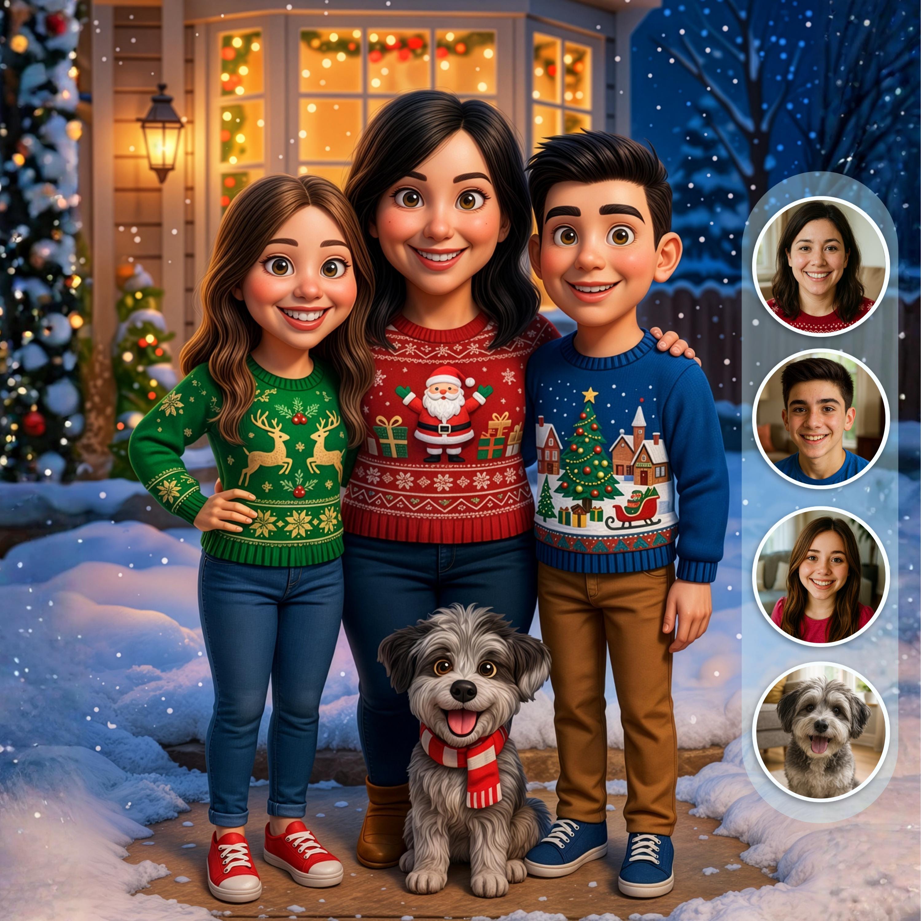 Custom Cartoon Family Portrait, Large Family Portrait, Custom Family ...