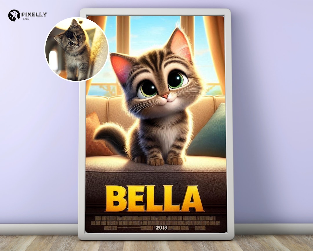Custom Cartoon Cat Portrait, Cat Portrait From Photo, Cartoon Pet, Cat ...
