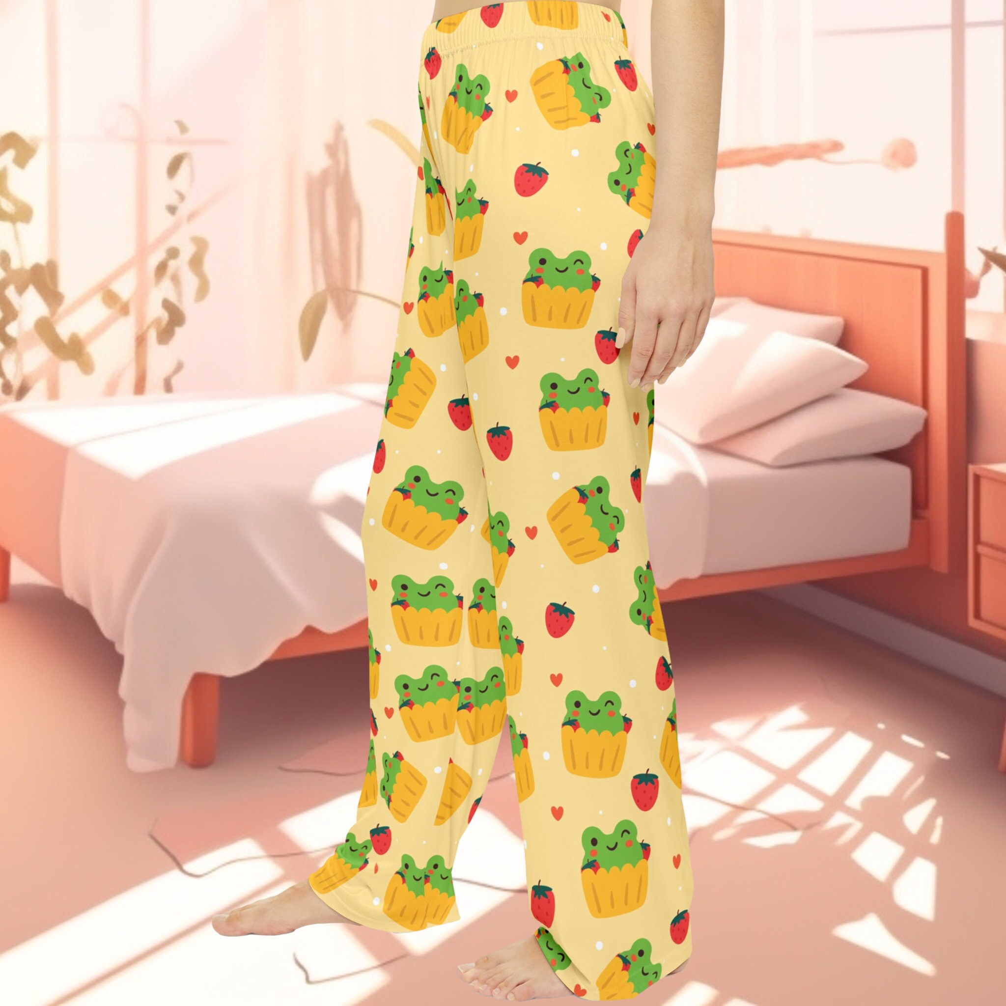 Frog Cupcake Kawaii Pajama Pants - Cute Aegyo Woman's Lounge Wear ...