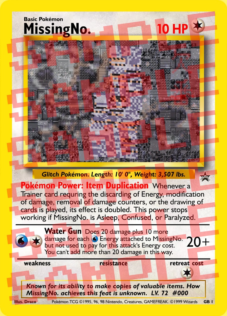 Custom Gen 1 Missingno Pokemon Trading Card (1:1 Replica of a Real Card ...