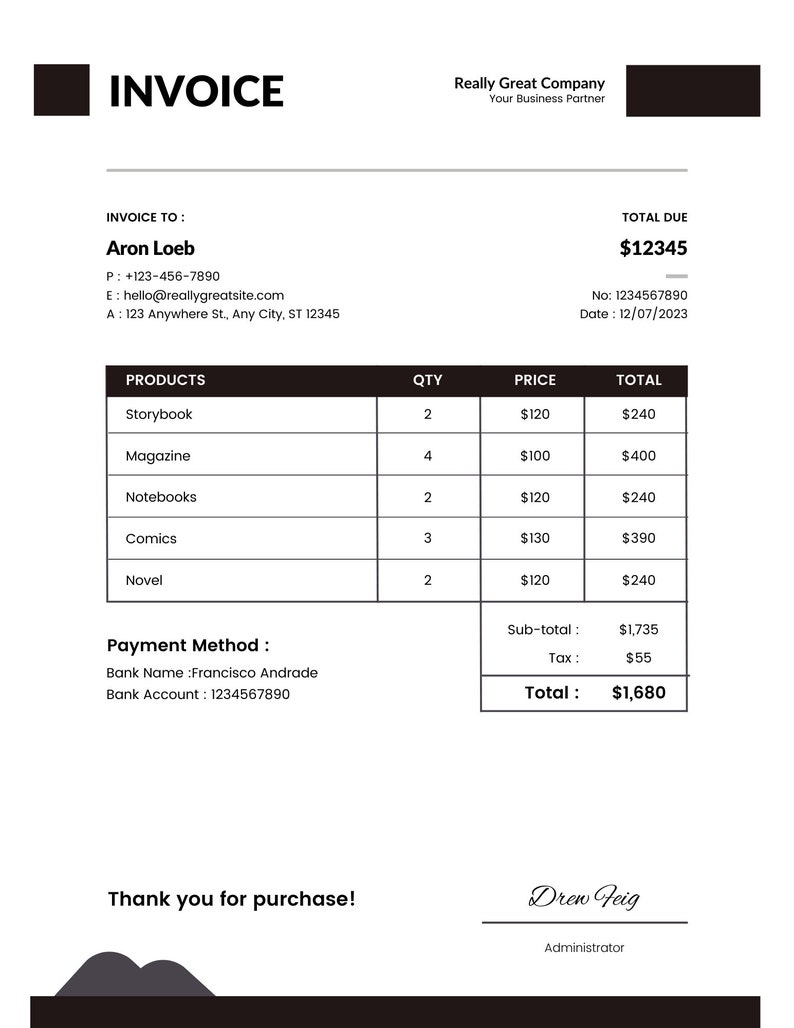 Invoice Template, Editable, and Printable - Etsy