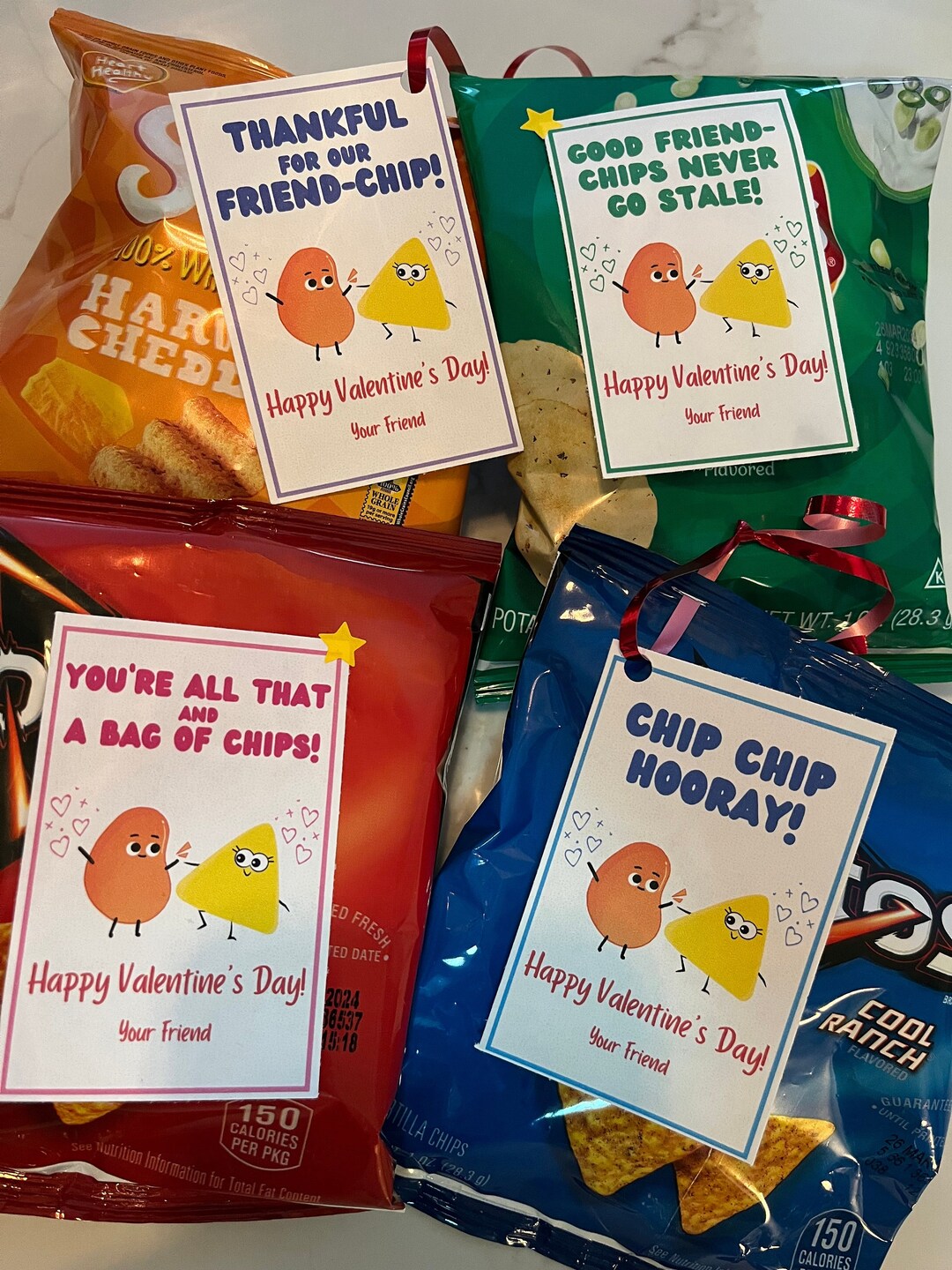 Valentines Day Printable Tags for Chips, 4 Fun Designs per Page, Kids ...