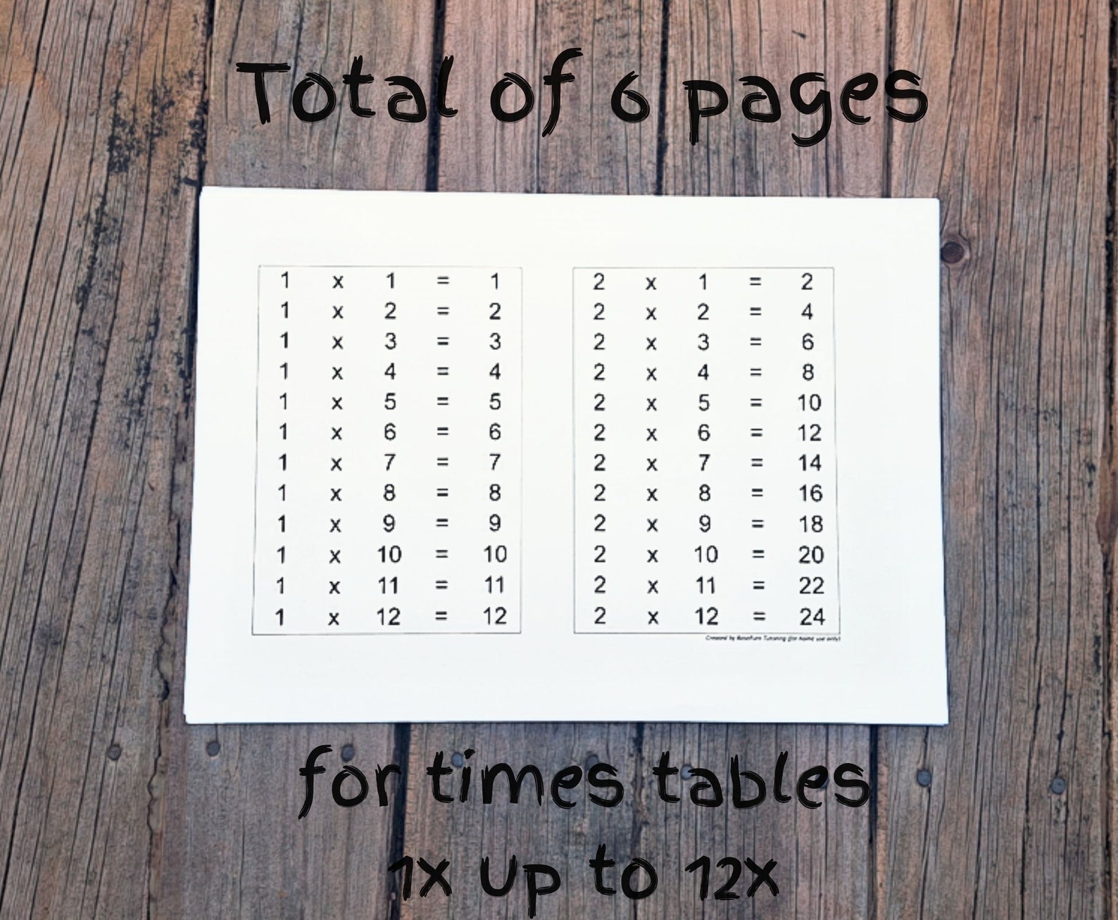 Printable Maths Times Tables Lists Instant Download A4 or US Letter ...