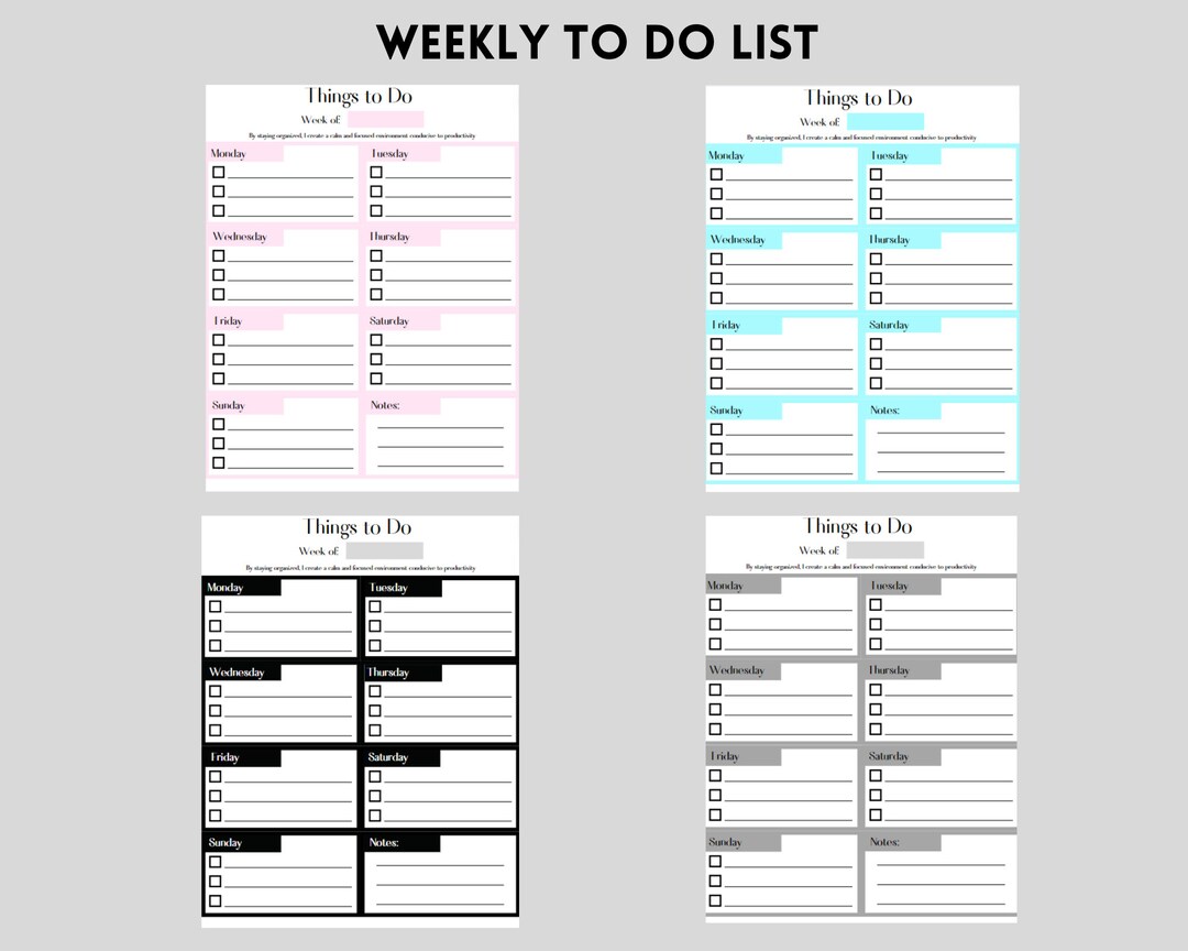 Weekly to Do List Printable - Etsy