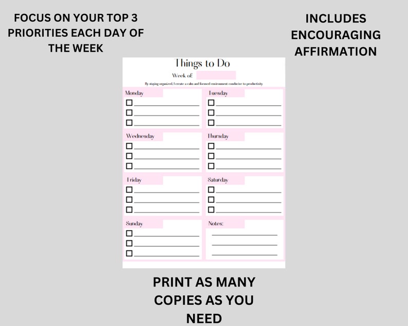 Weekly to Do List Printable - Etsy