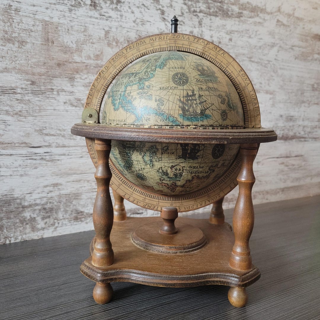 Vintage Globe Bar Set Mid-century Modern Liquor Cabinet World Globe ...