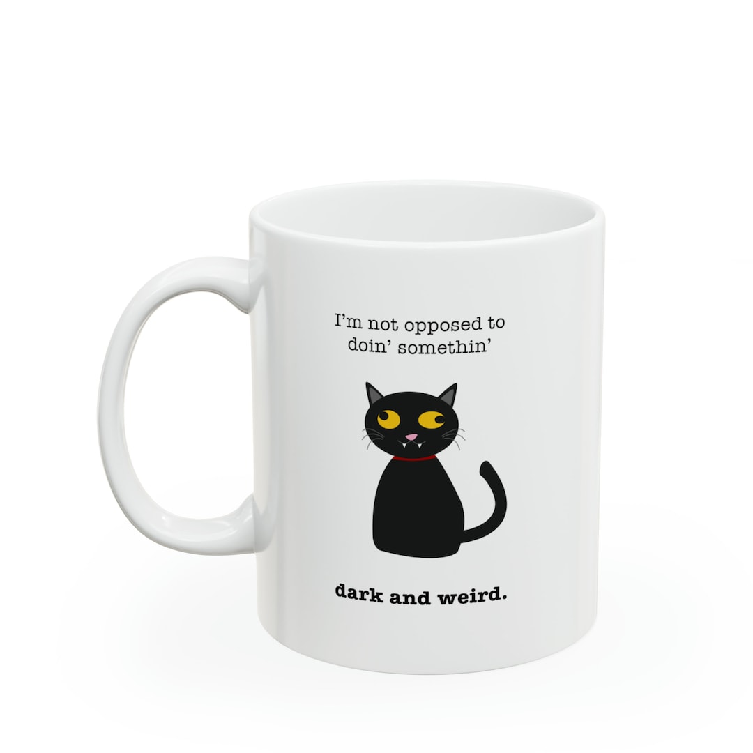 Dark and Weird Coffee Mug With Black Cat - Etsy