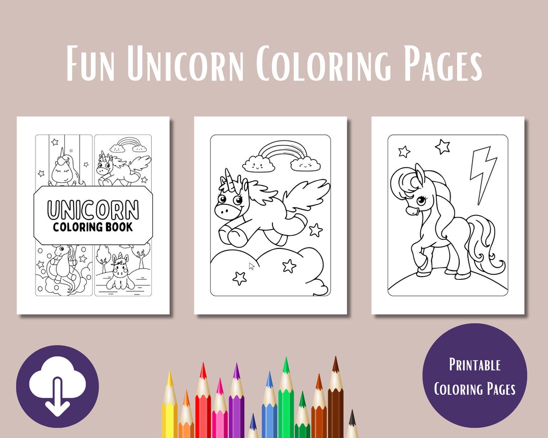 Black White Fun Unicorn Coloring Worksheets, Printable Activity Pack ...