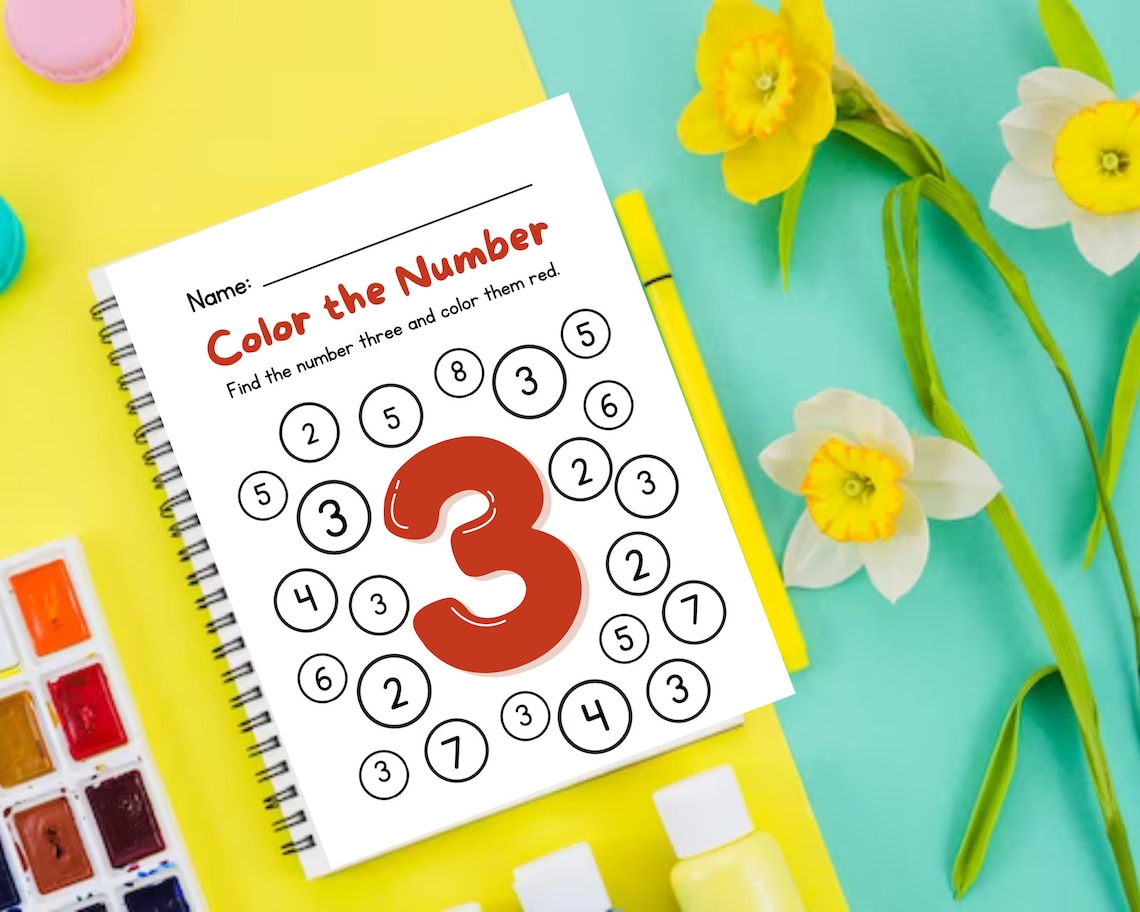 Colorful Preschool Math Number Practice Worksheet, Coloring Pages ...