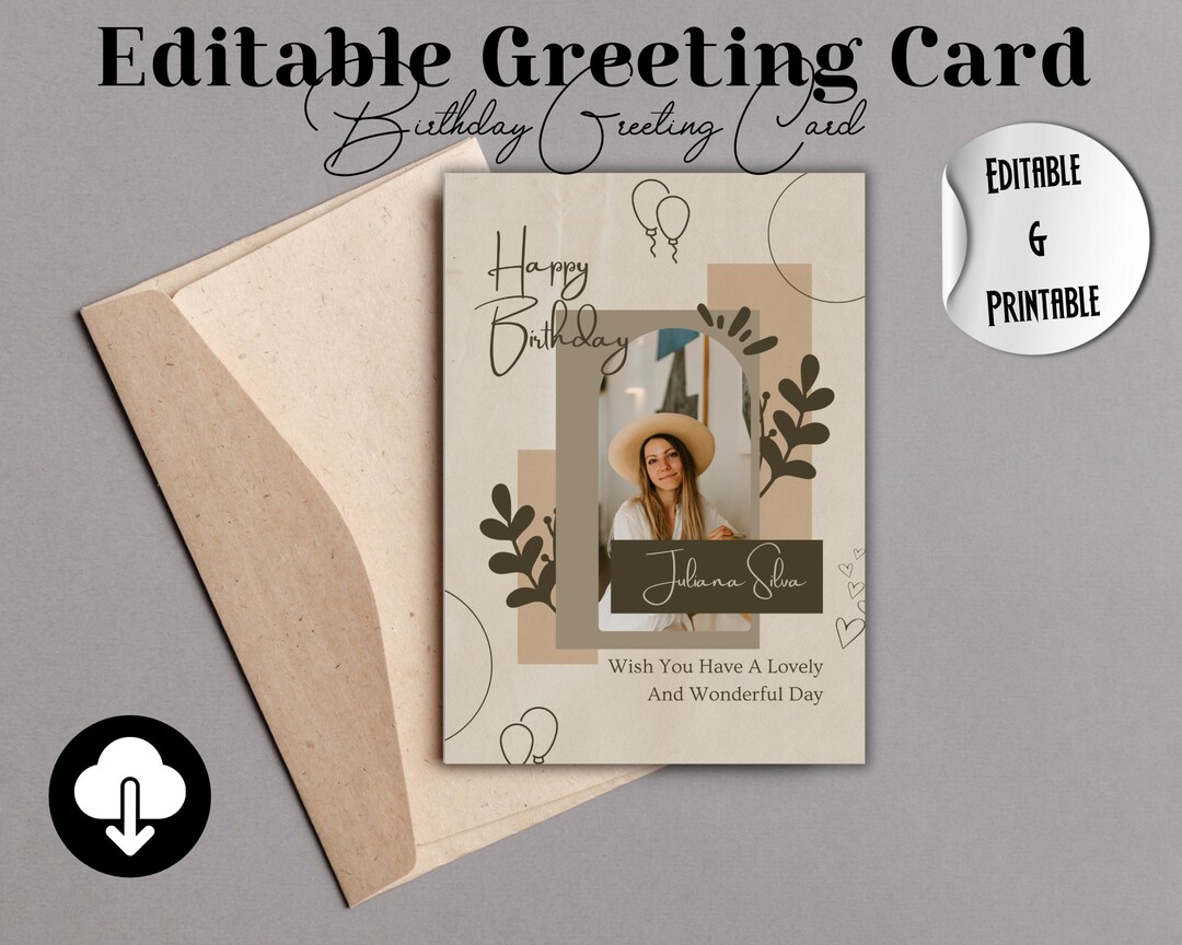 Beige Brown Creative Happy Birthday Card, Cute Birthday Card, Happy ...