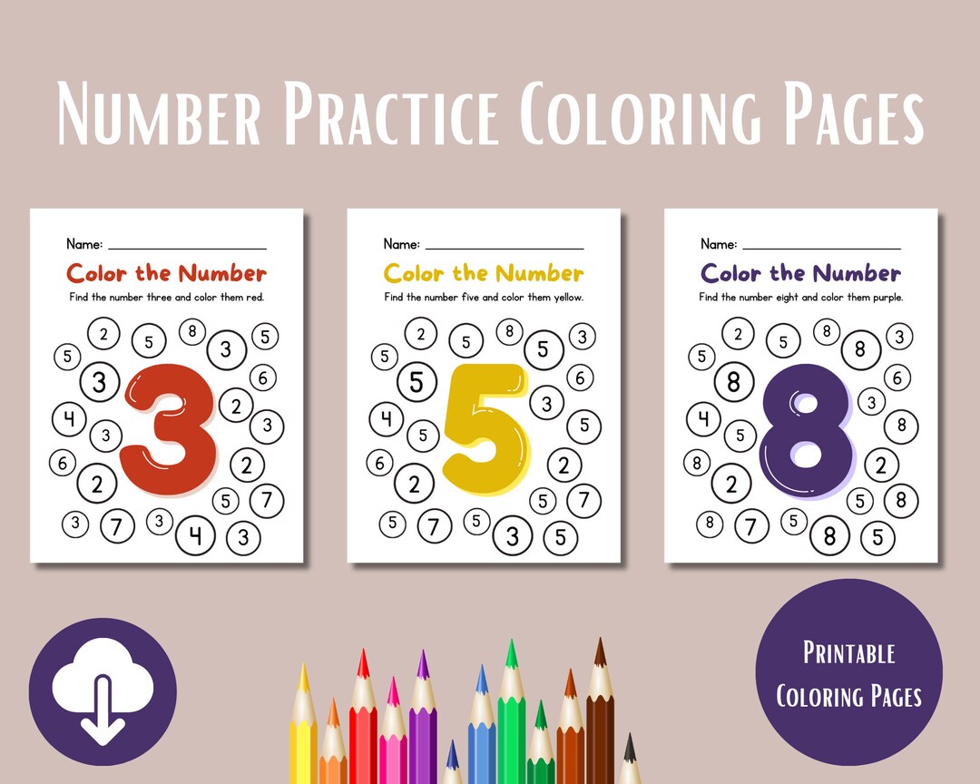 Colorful Preschool Math Number Practice Worksheet, Coloring Pages ...