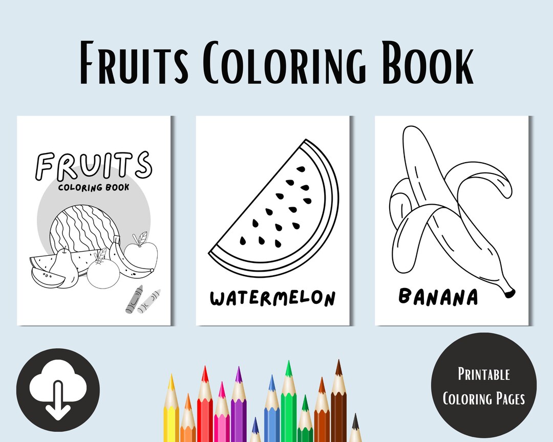 Fruits Coloring Book Worksheet, Educational Activity Sheet, Printable ...