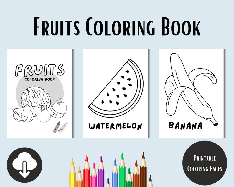 Fruits Coloring Book Worksheet, Educational Activity Sheet, Printable ...