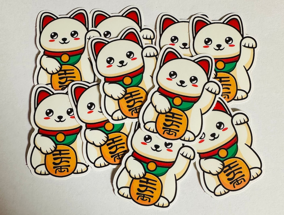 Lucky Cat Maneki Neko Sticker - Etsy