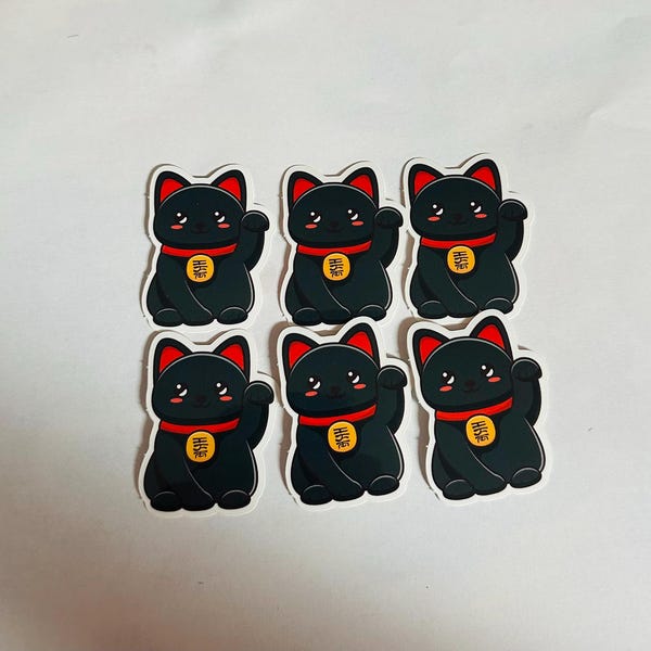 Lucky Cat Maneki Neko Sticker - Etsy