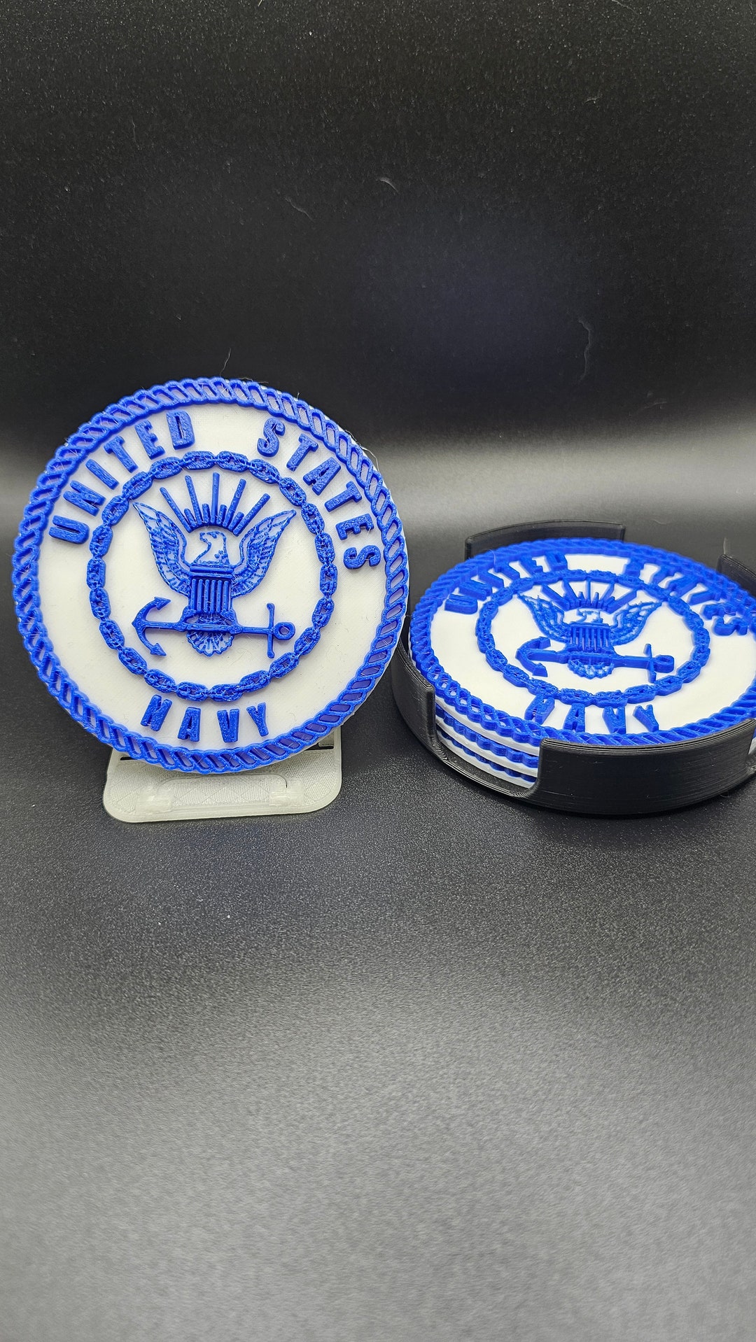 Navy Coaster Set - Etsy