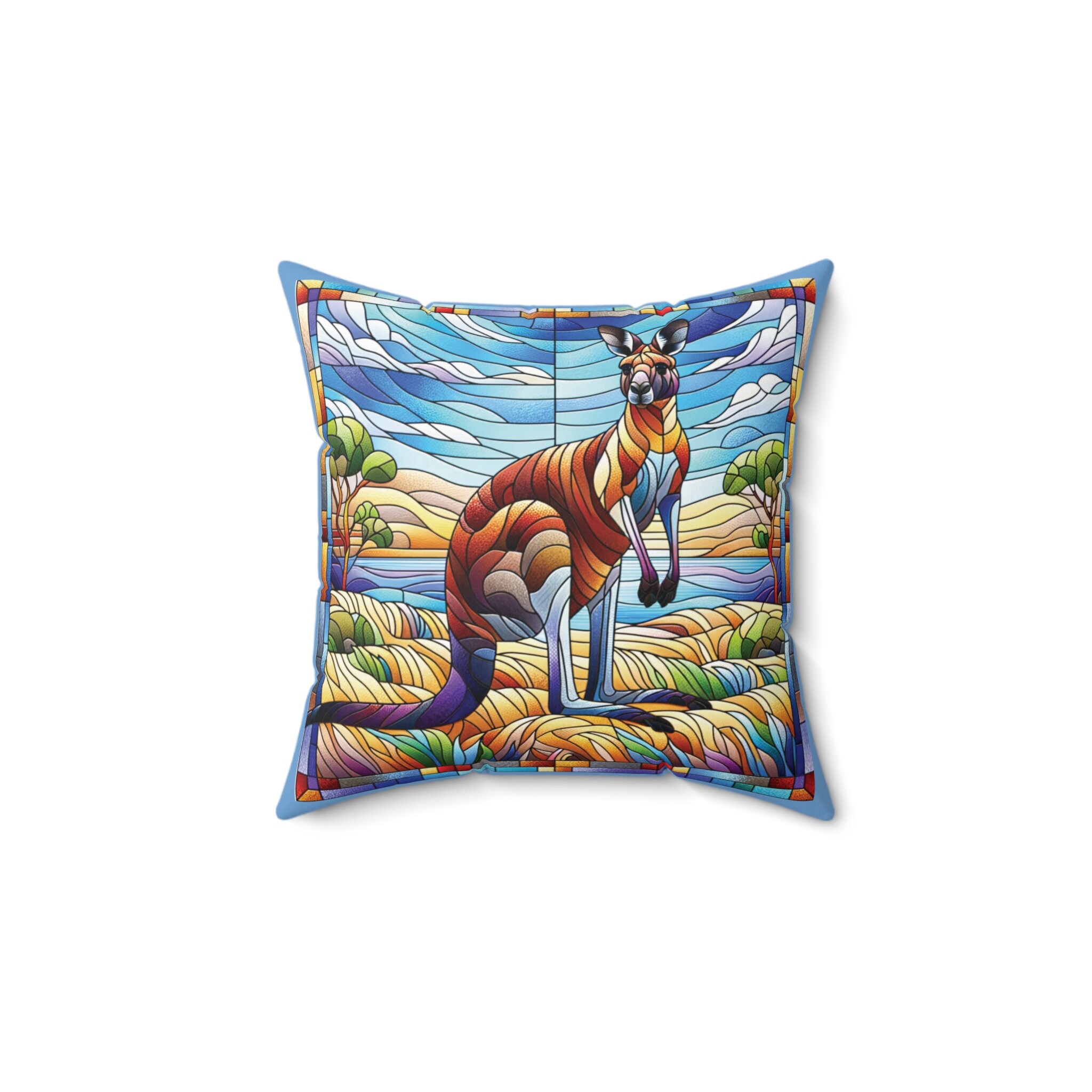 Colorful Stained Glass Kangaroo Throw Pillow - Natural Habitat - Double ...