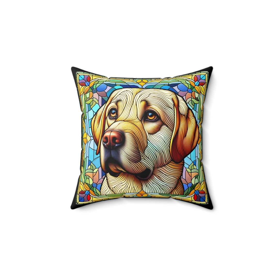 Yellow Lab - Expressive Yellow Labrador Throw Pillow - Vibrant Canine ...