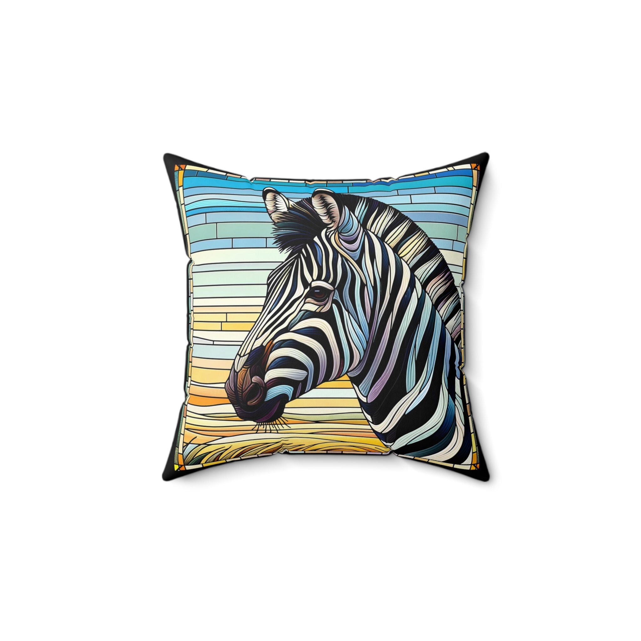 Majestic Zebra Stained Glass Style Throw Pillow - Striking Wildlife ...