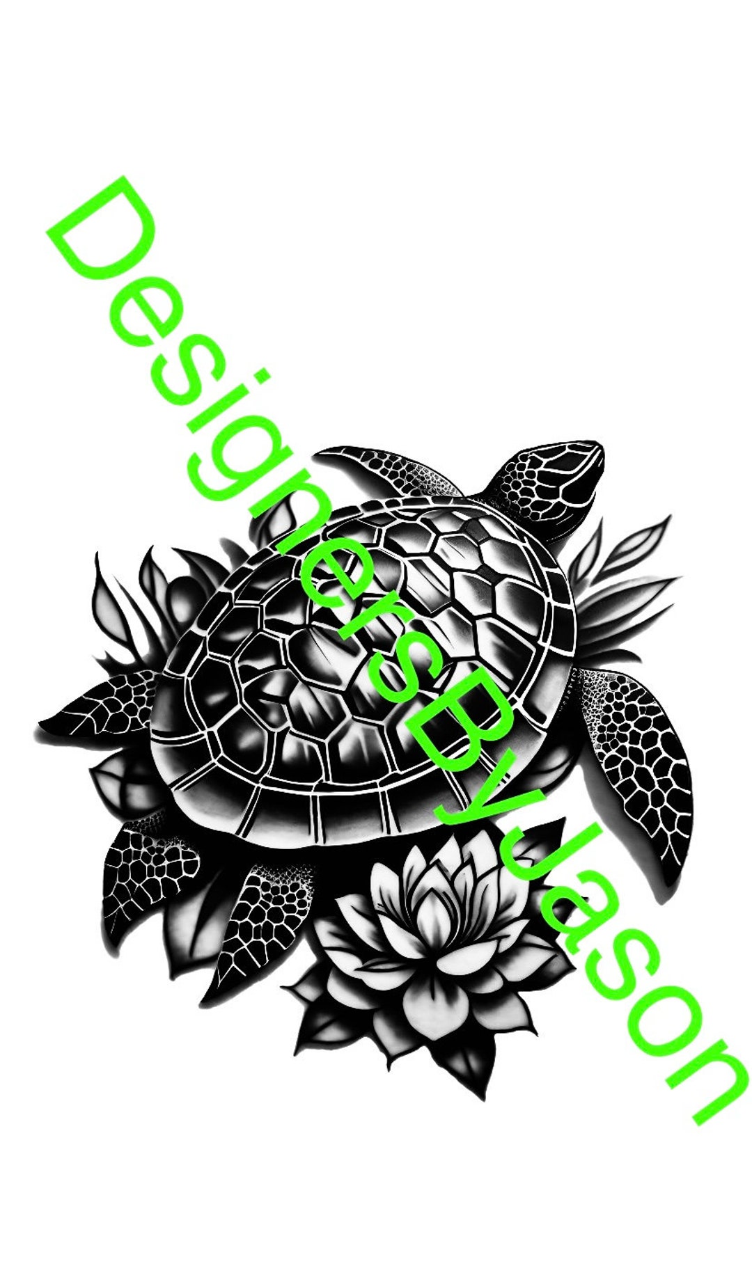Turtle With Lotus Flower - Etsy