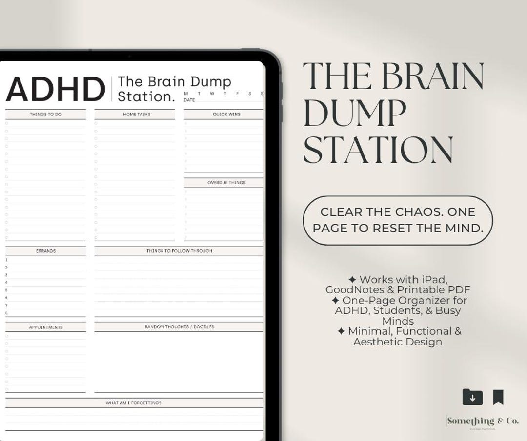 The Brain Dump Station | ADHD Brain Dump Sheet | Adult ADHD Planner ...