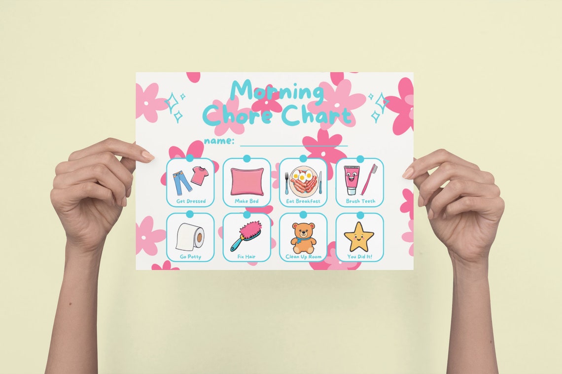 Girls Chore Chart Printable Morning Chore Chart Children Chore Chart ...