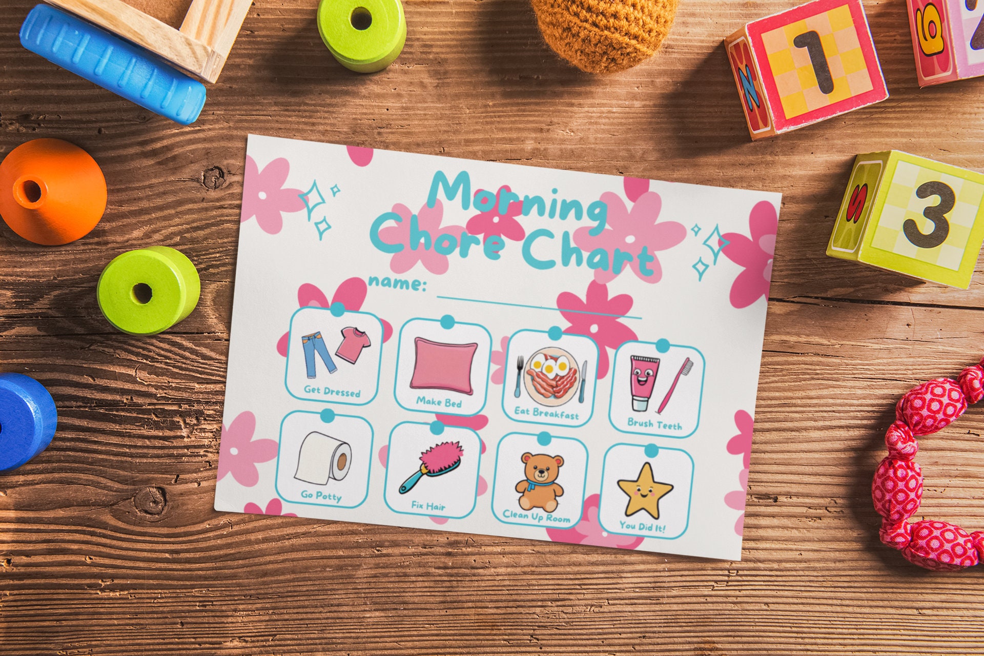 Girls Chore Chart Printable - Morning Chore Chart - Children Chore ...