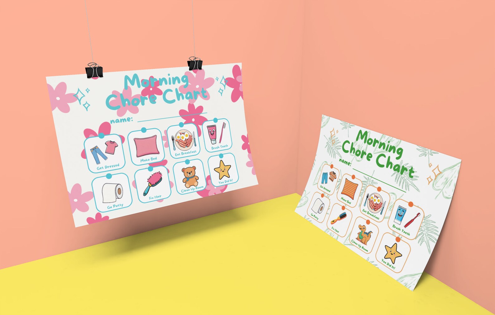 Girls Chore Chart Printable - Morning Chore Chart - Children Chore ...