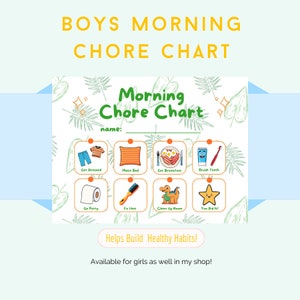 Kids Chore Chart Printable Morning Chore Chart Childrens Chore Chart ...