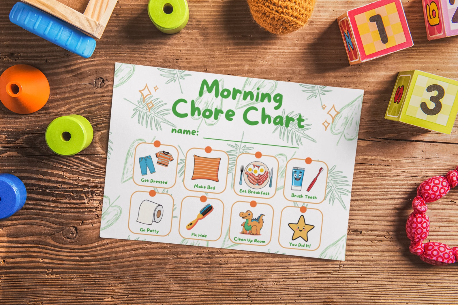 Kids Chore Chart Printable Morning Chore Chart Childrens Chore Chart ...