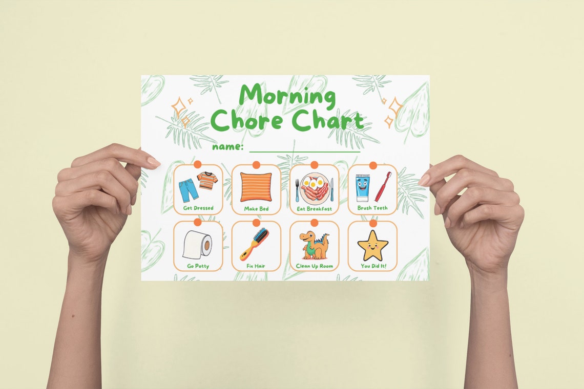 Kids Chore Chart Printable Morning Chore Chart Childrens Chore Chart ...