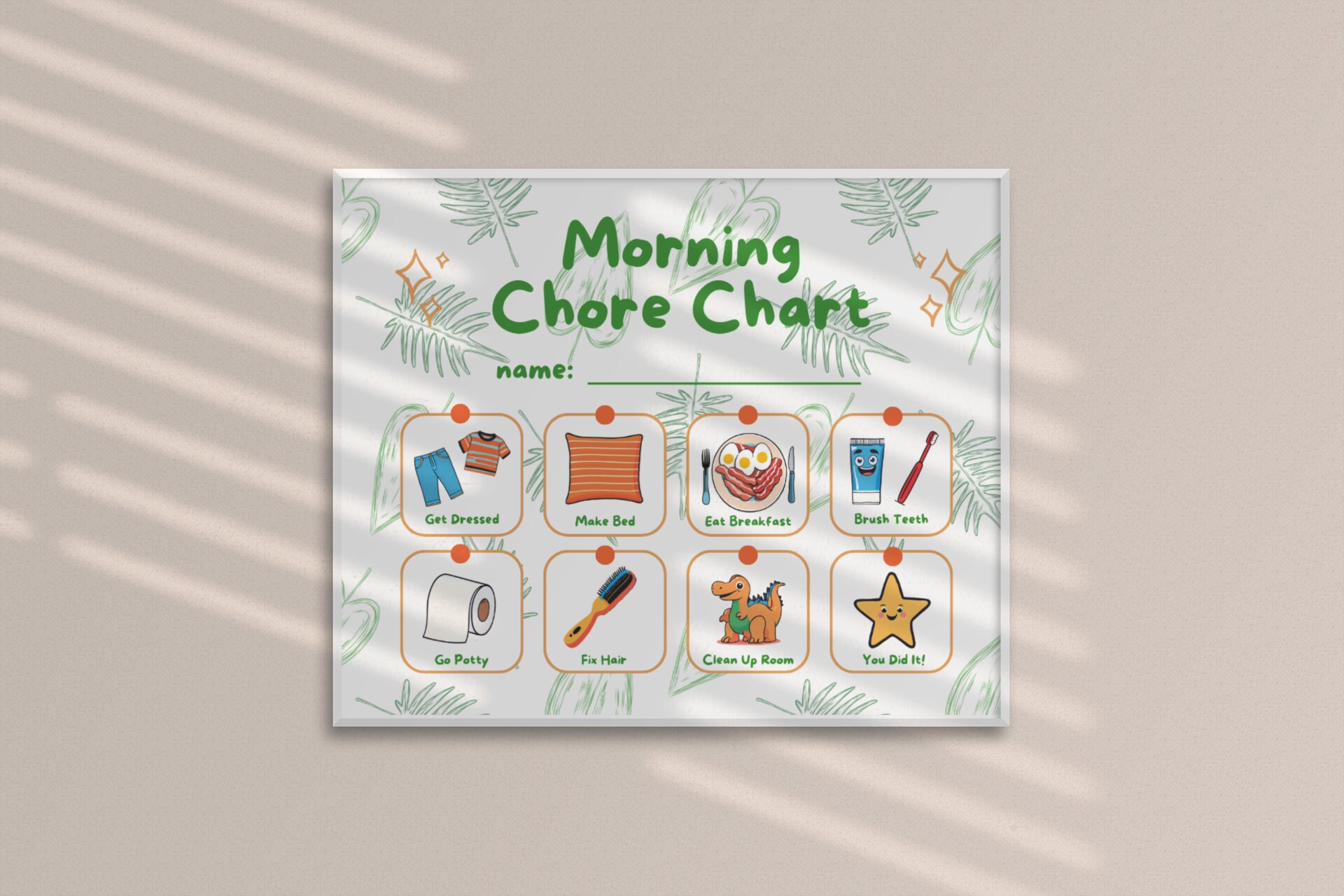 Kids Chore Chart Printable Morning Chore Chart Childrens Chore Chart ...